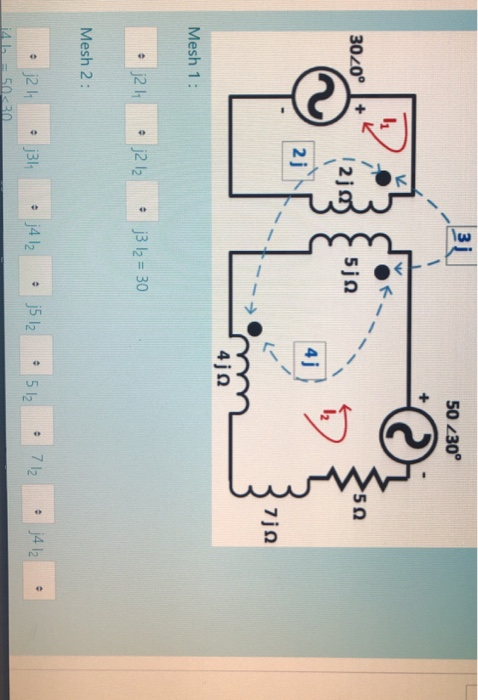 Solved 3 50 230° - 3020° 50 5j 4j 2j 7jΩ 400 Mesh 1: • j21 • | Chegg.com