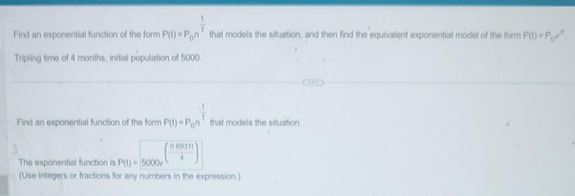 Solved Find an exponential function of the form P(t)=P0T1 | Chegg.com