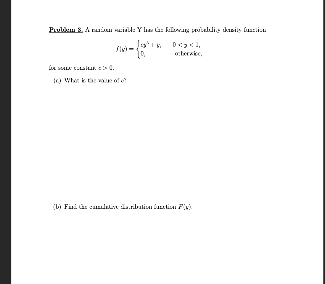Solved Problem 3 ﻿a Random Variable Y ﻿has The Following 0797