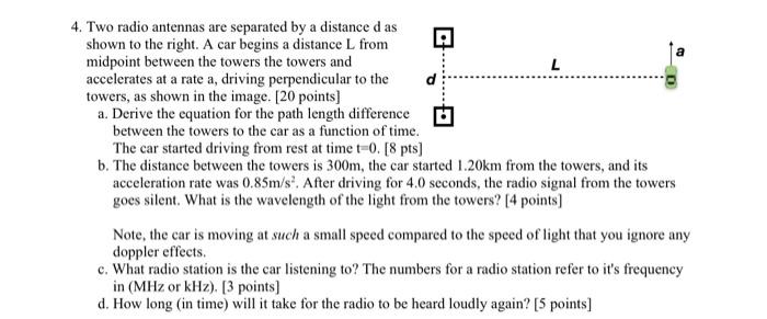 Solved 4. Two radio antennas are separated by a distance d | Chegg.com