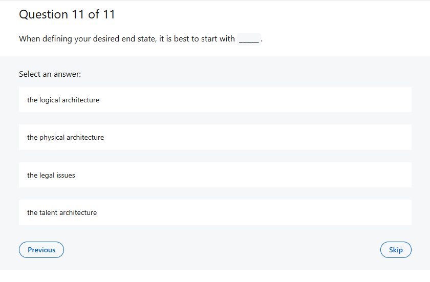 Solved Question 11 ﻿of 11When defining your desired end | Chegg.com
