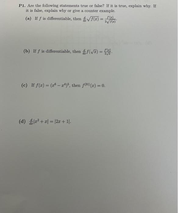 Solved (a) If f is differentiable, then dxdf(x)=2f(x)f′(x). | Chegg.com