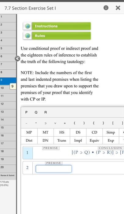 Solved x 7.7 Section Exercise Set I 1 2 Instructions 3 Rules | Chegg.com