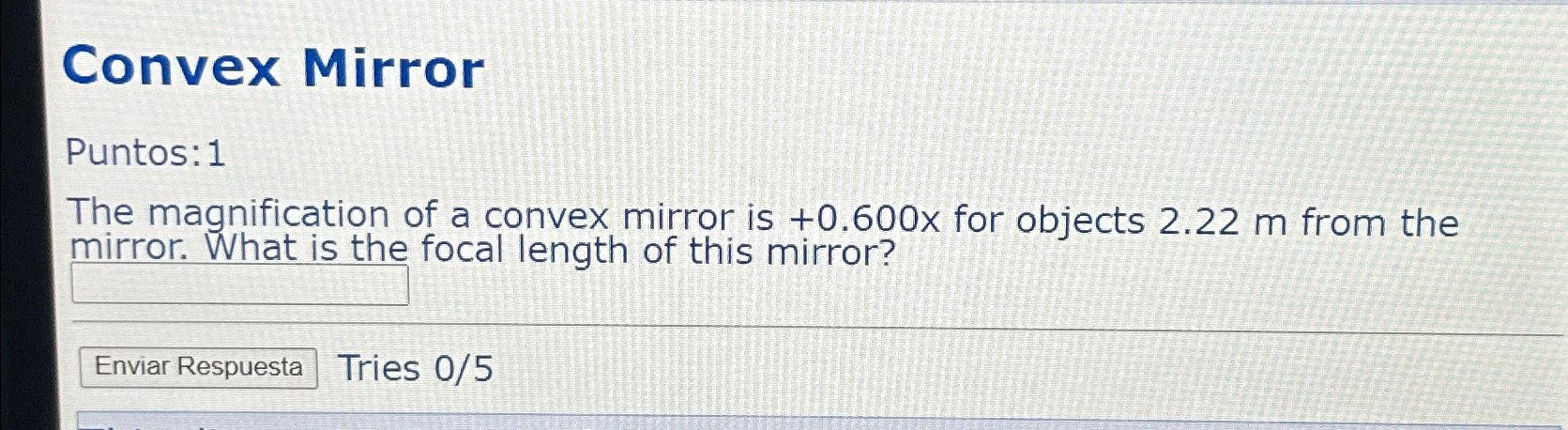 Solved Convex MirrorPuntos:1The magnification of a convex | Chegg.com