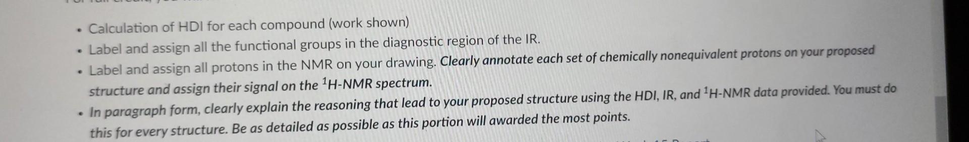 Solved - Calculation of HDI for each compound (work shown) - | Chegg.com