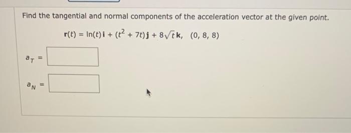 Solved Find the tangential and normal components of the | Chegg.com