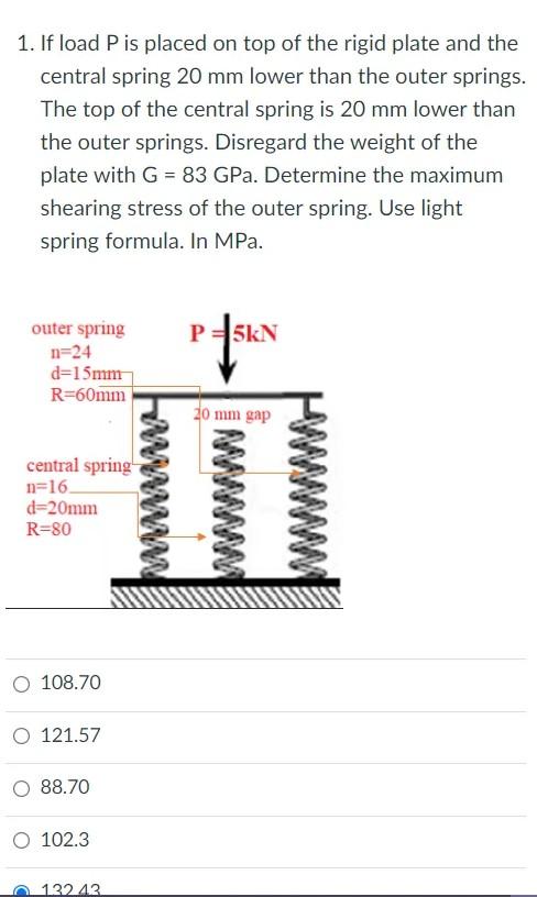 Solved 1. If load P is placed on top of the rigid plate and | Chegg.com