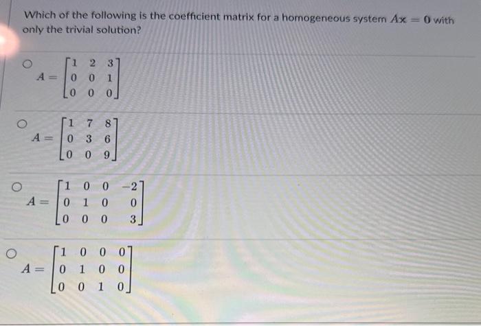 Solved Suppose A is a matrix with four rows. Three of the | Chegg.com