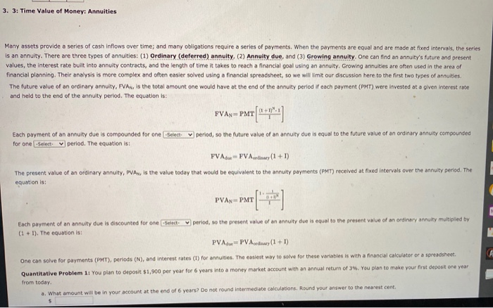 Solved 3. 3: Time Value of Money: Annuities Many assets | Chegg.com