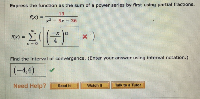 Solved Express the function as the sum of a power series by | Chegg.com