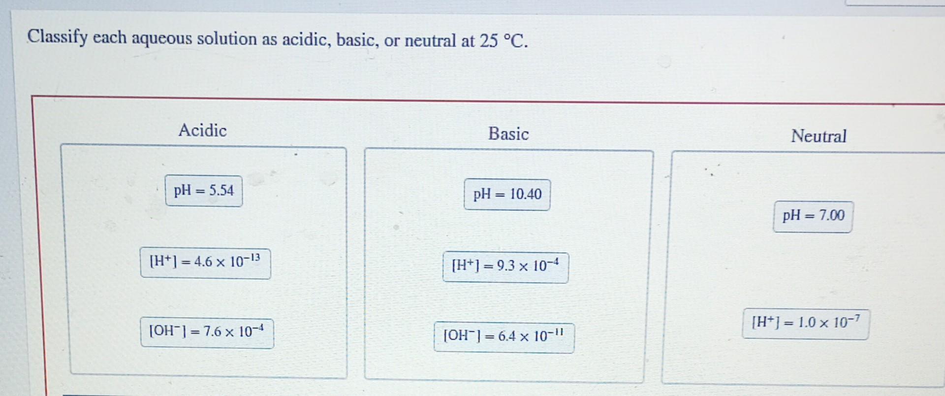 Solved Classify each aqueous solution as acidic, basic, or | Chegg.com