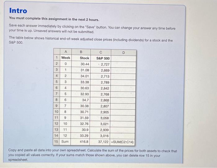What is the standard deviation of weekly returns for | Chegg.com