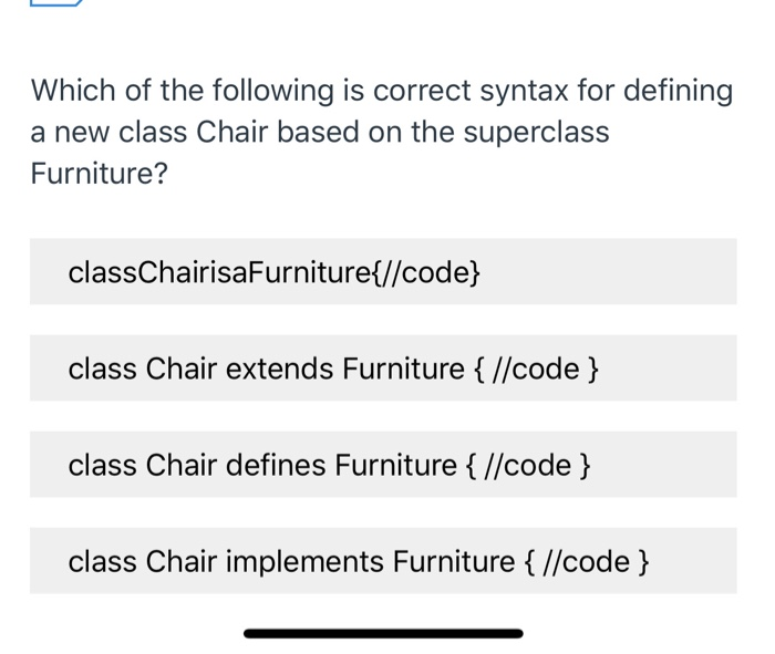 Solved Which Of The Following Is Correct Syntax For Defining Chegg
