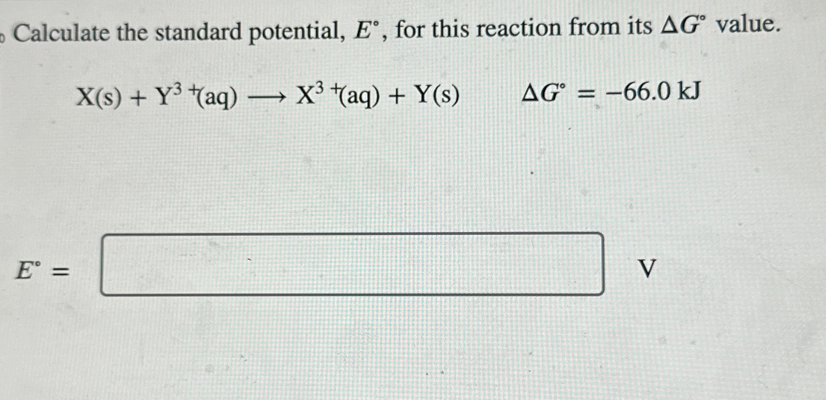 Solved Calculate the standard potential, E°, ﻿for this | Chegg.com