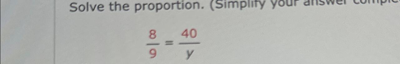 Solved 89=40y | Chegg.com