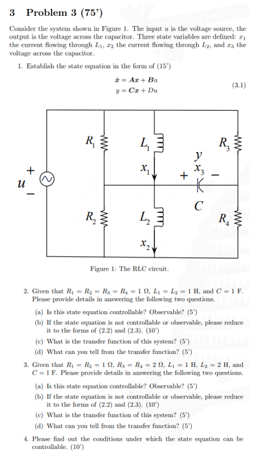 3 ﻿Problem 3(75')Consider the system shown in Figure | Chegg.com