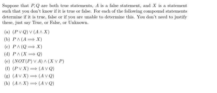 Solved Suppose that P,Q are both true statements, A is a | Chegg.com
