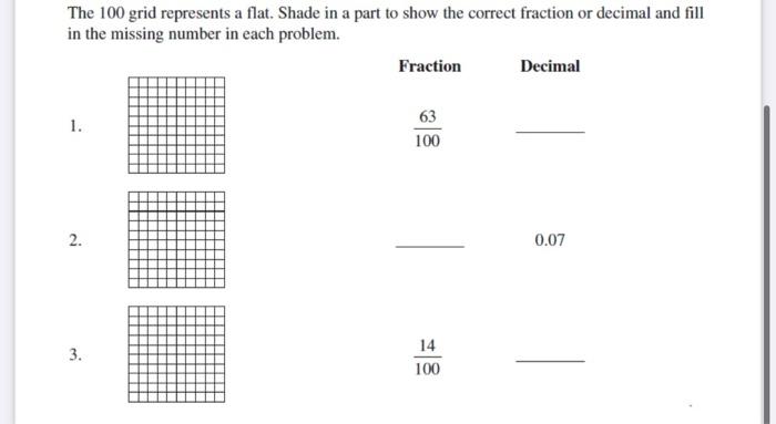 Solved The 100 grid represents a flat. Shade in a part to | Chegg.com