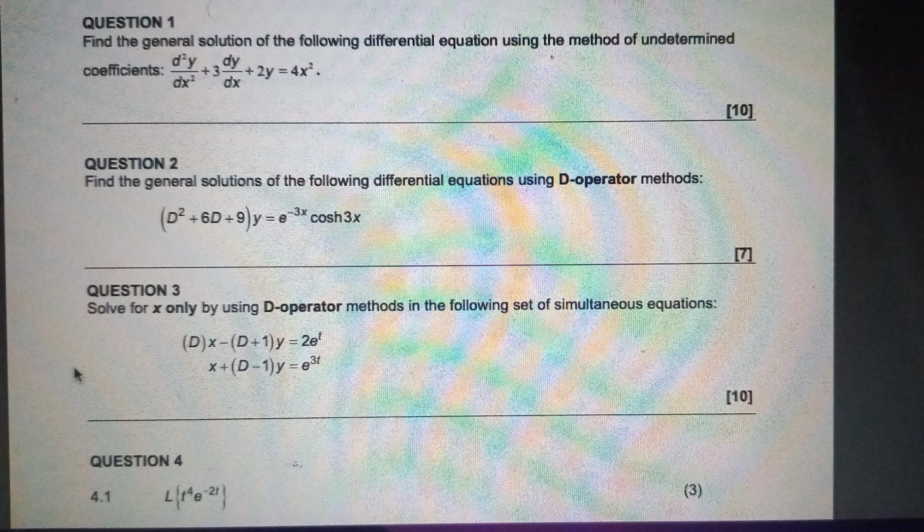 Solved QUESTION 1 Find the general solution of the following | Chegg.com