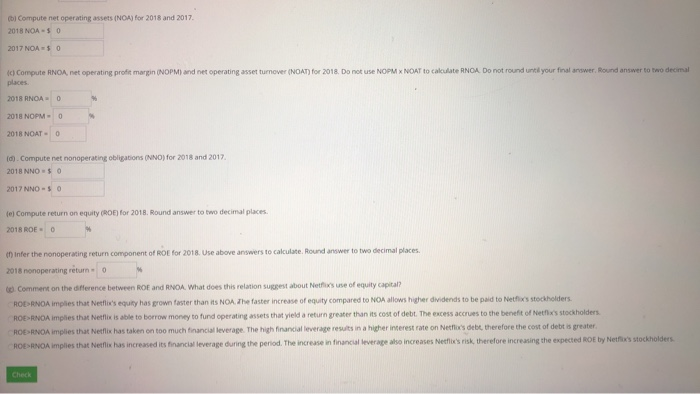 Solved Analysis and Interpretation of ROE and RNOA with No | Chegg.com