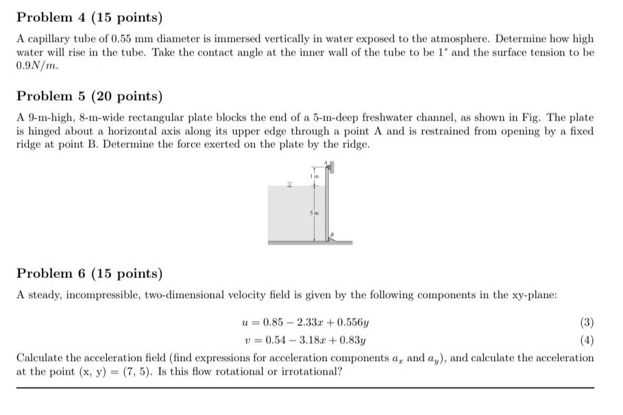 Solved Problem 4 (15 points) A capillary tube of 0.55 mm | Chegg.com