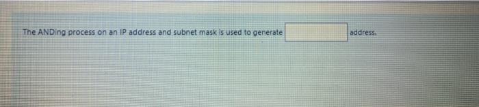 Solved The ANDing process on an IP address and subnet mask | Chegg.com