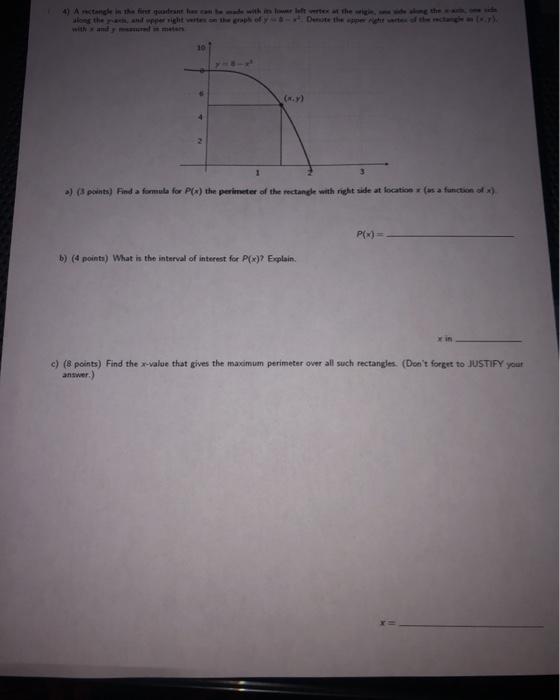 Solved ) (3 points) Find a formula for P(x) the perimeter of | Chegg.com