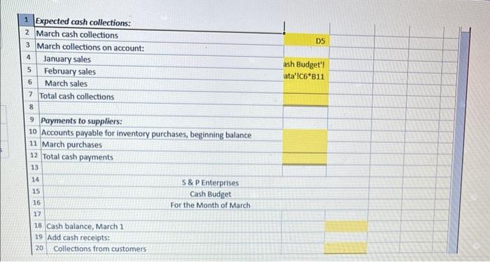 Solved Excel SIM: Cash Budget with Supporting Cash | Chegg.com