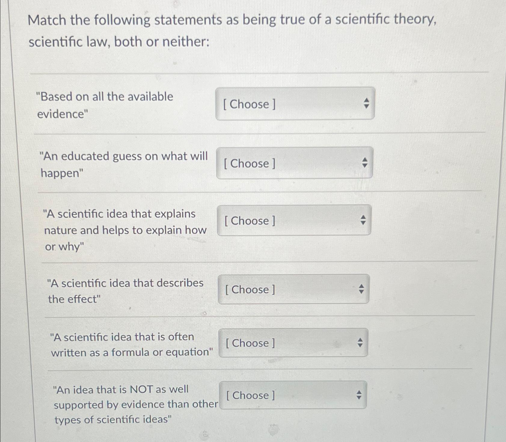 Solved Match the following statements as being true of a | Chegg.com