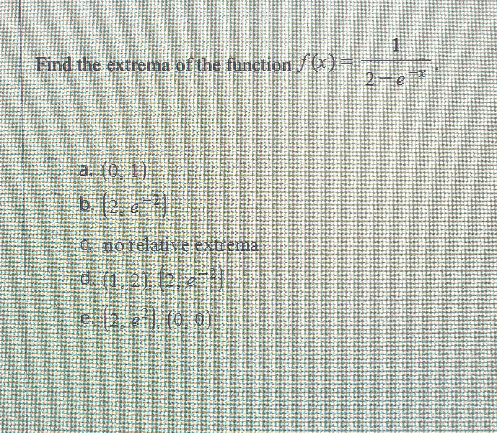 Solved Find the extrema of the function | Chegg.com