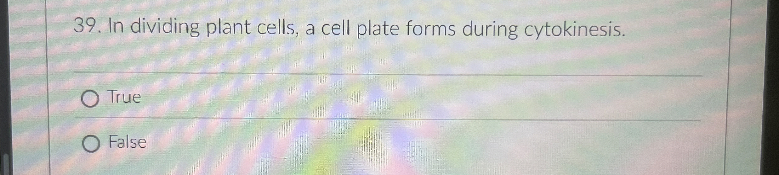 Solved In dividing plant cells, a cell plate forms during | Chegg.com