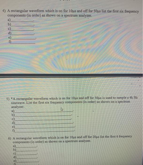Solved Answer all questions #4-15. 4. A rectangular waveform | Chegg.com