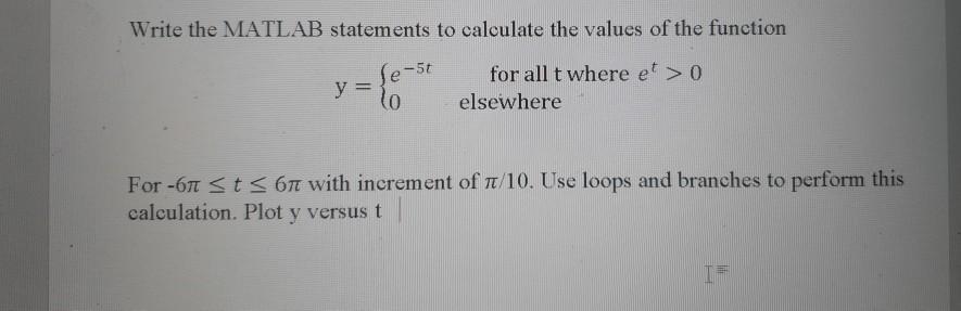 Solved Write the MATLAB statements to calculate the values | Chegg.com