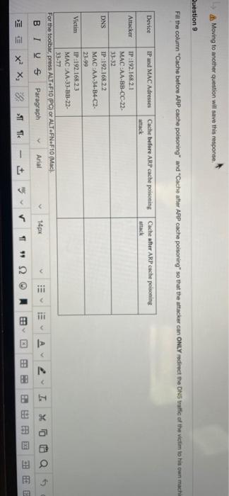 Solved Question 9 Fill the column "Cache before ARP cache | Chegg.com