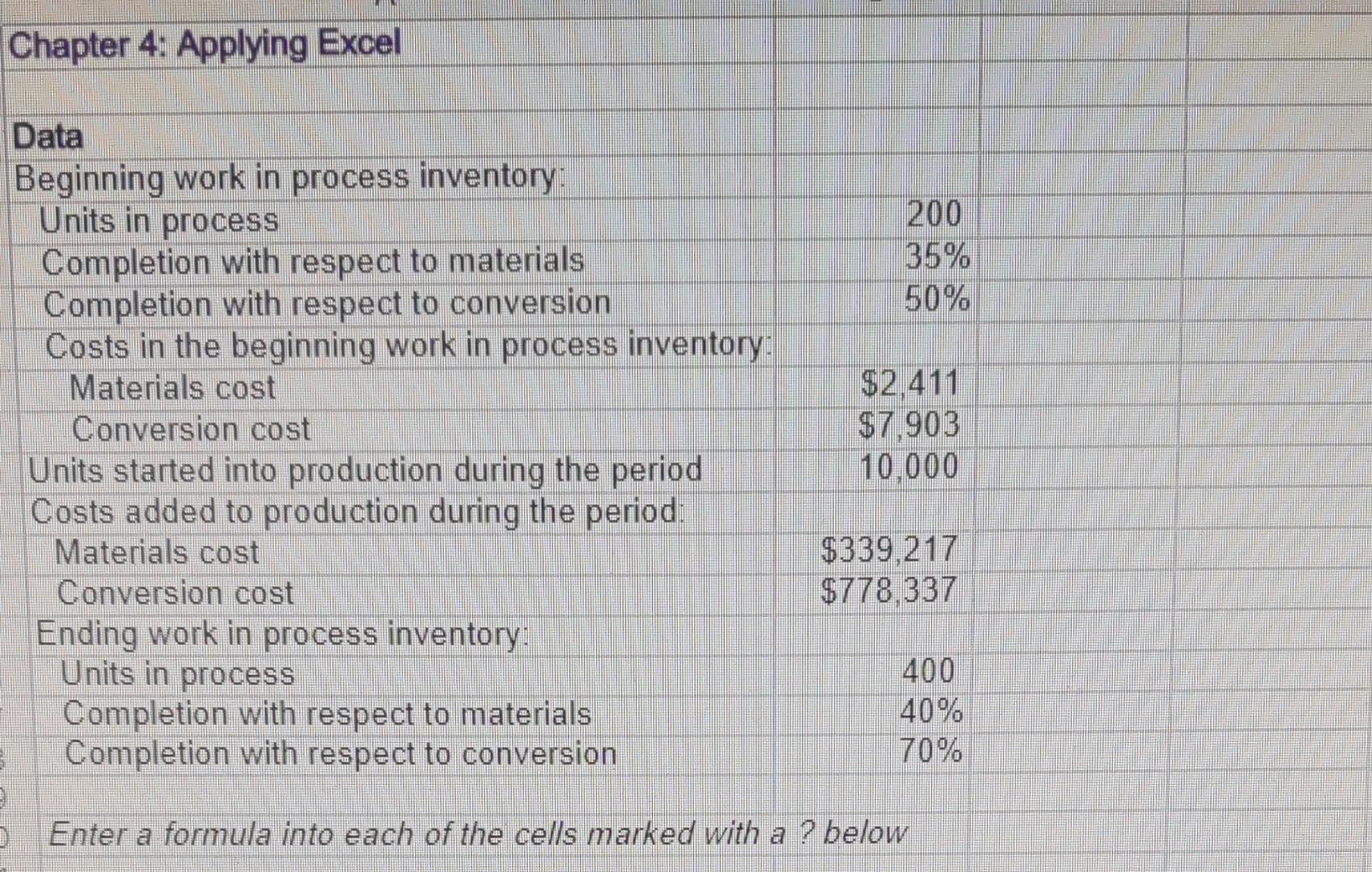 Solved Chapter 4: Applying Excel 200 35% 50% Data Beginning | Chegg.com