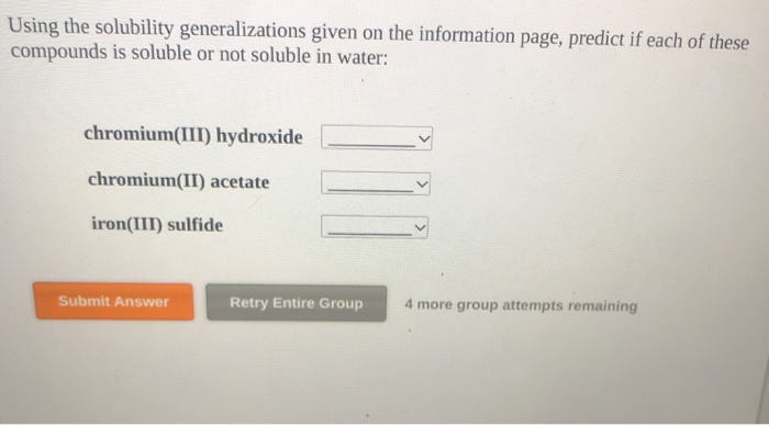 Solved Using the solubility generalizations given on the | Chegg.com