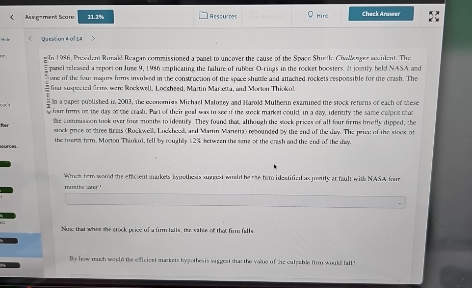 Solved Assignment Score:ResourcesHintQuestion 4 ﻿of 14onIn | Chegg.com