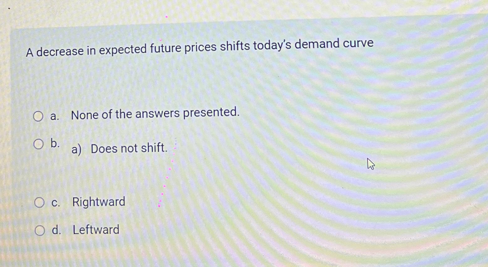 Solved A decrease in expected future prices shifts today's | Chegg.com