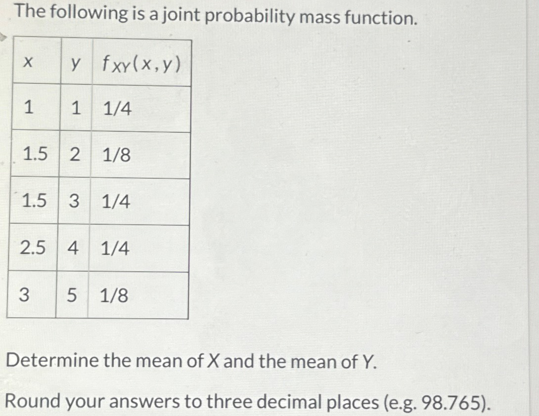 Solved The following is a joint probability mass | Chegg.com