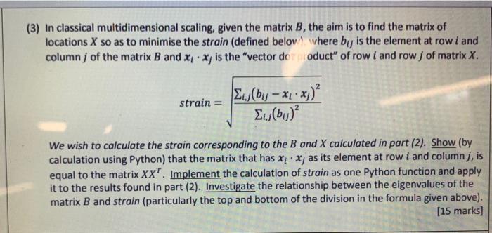 Solved Task 2. Multidimensional Scaling In classical | Chegg.com