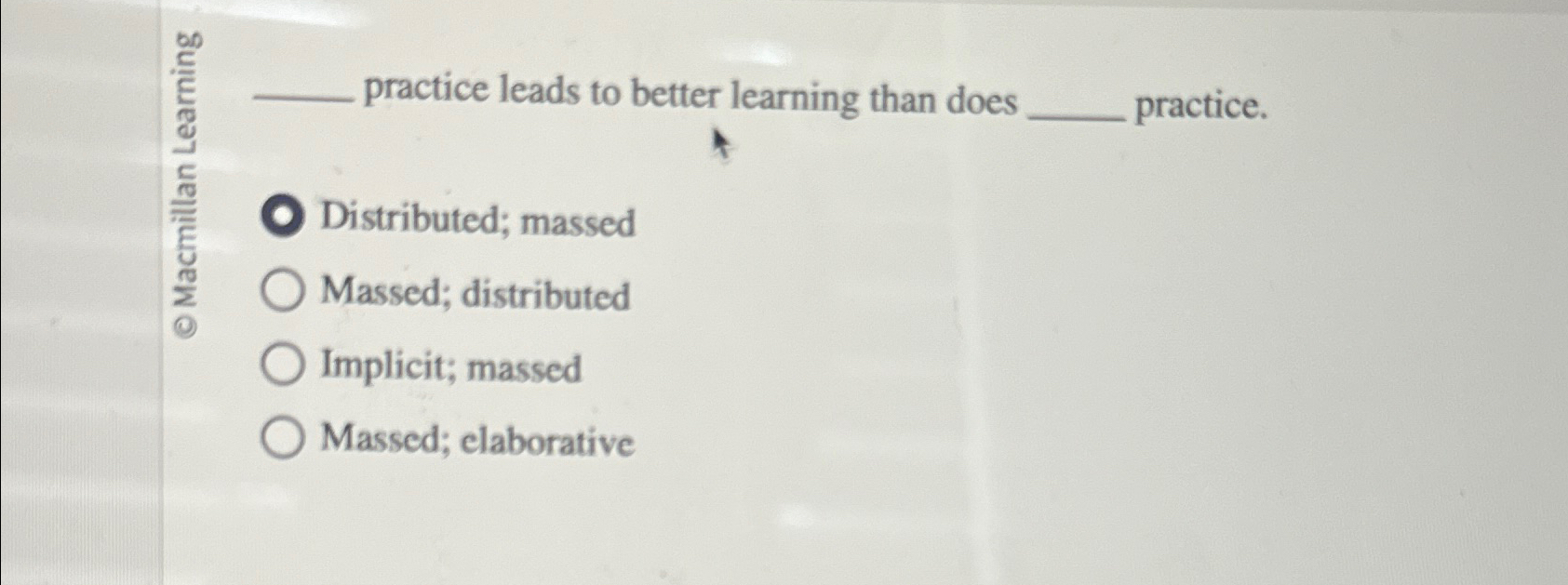 Solved ﻿practice leads to better learning than does | Chegg.com