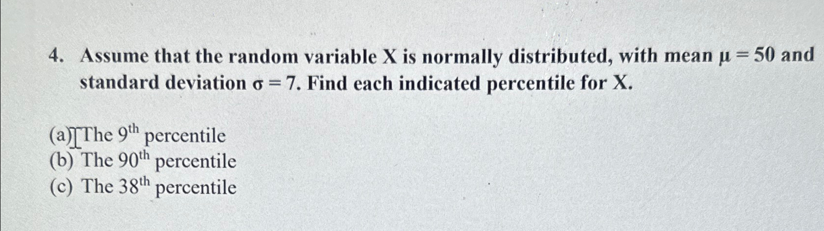 Solved Assume that the random variable x ﻿is normally | Chegg.com