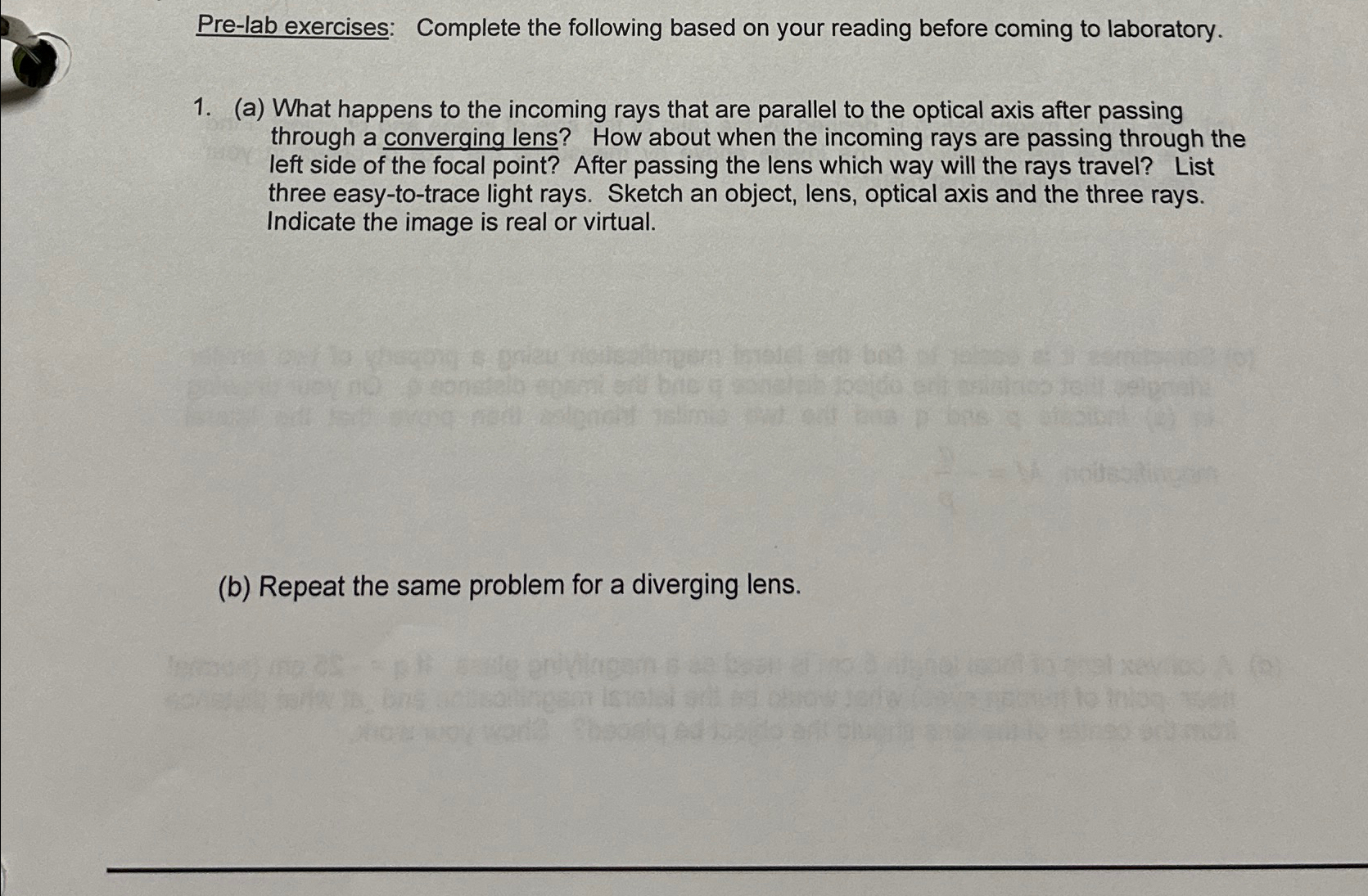 Solved Pre-lab exercises: Complete the following based on | Chegg.com