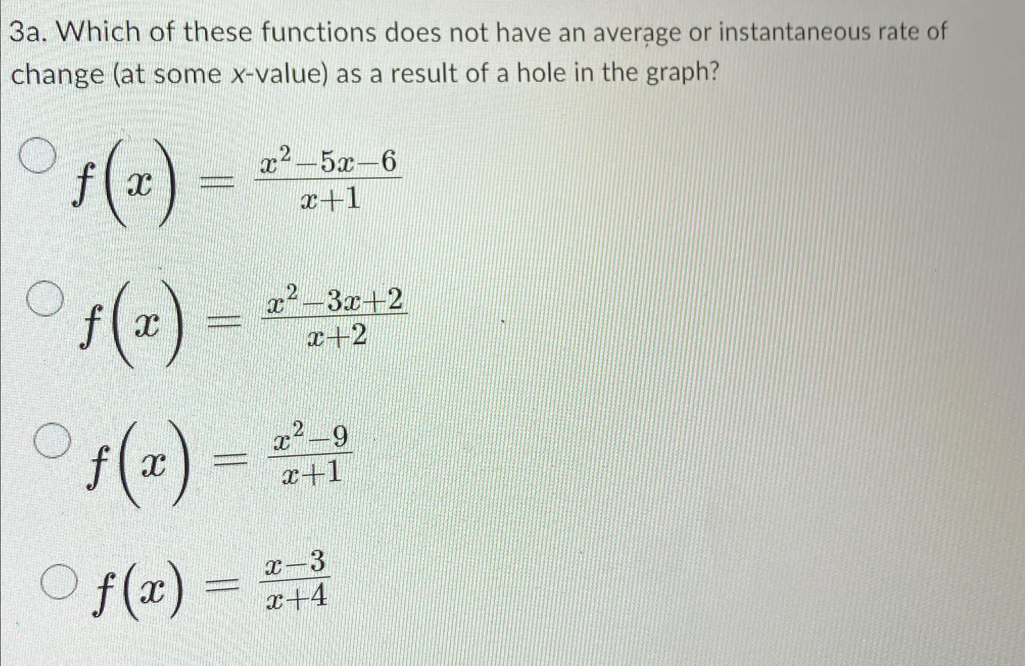 Solved 3a. ﻿Which of these functions does not have an | Chegg.com