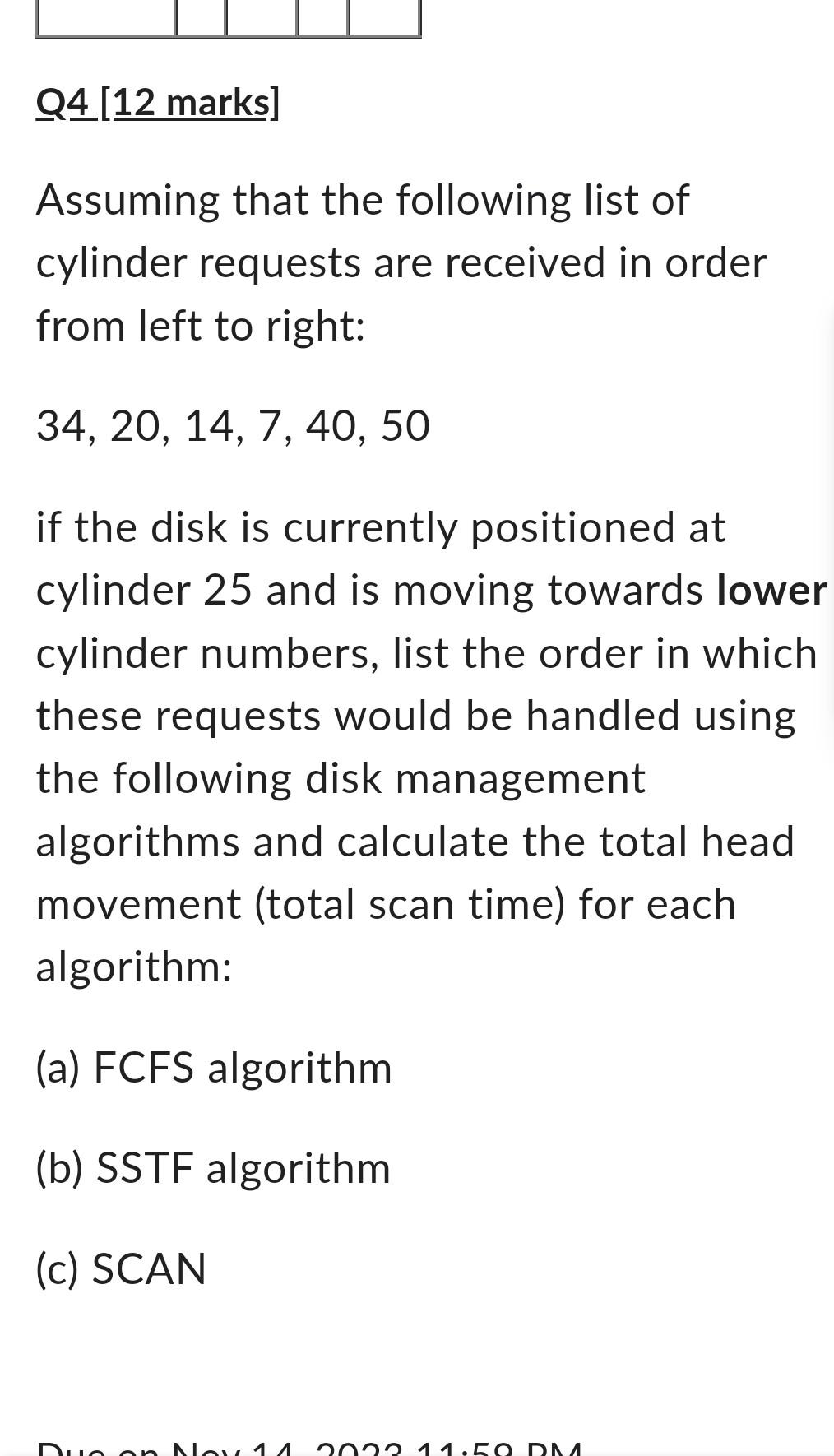Solved Q4 [ 12 marks ] Assuming that the following list of | Chegg.com