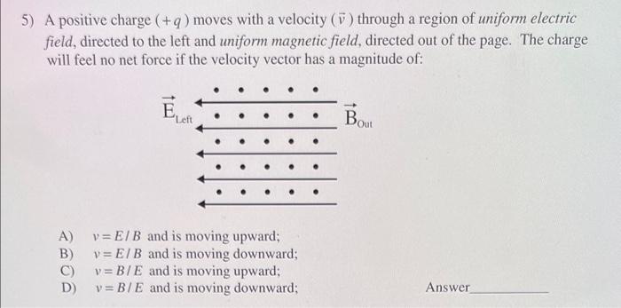 Solved A positive charge (+q) moves with a velocity (v) | Chegg.com