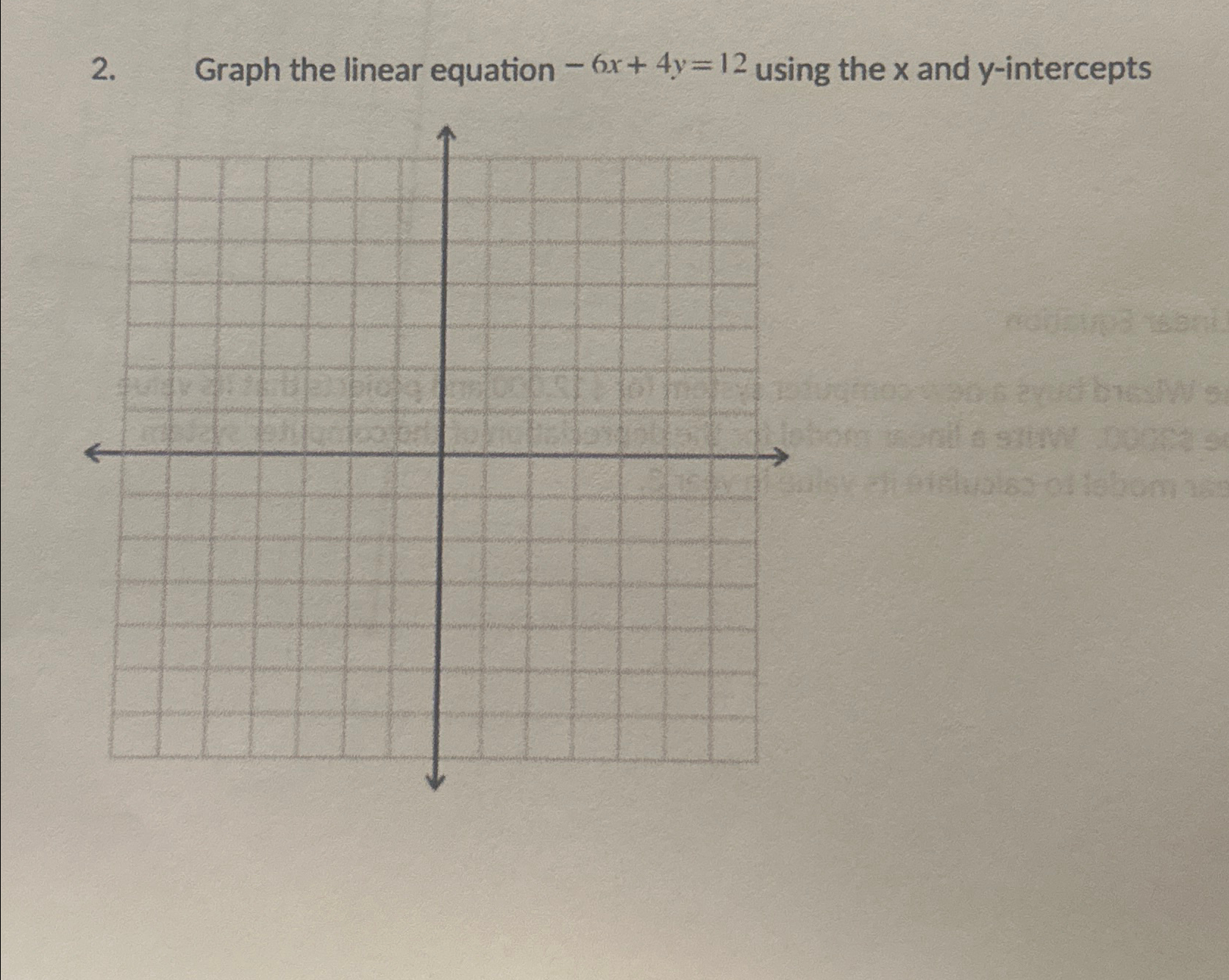 Solved Graph the linear equation -6x+4y=12 ﻿using the x ﻿and | Chegg.com