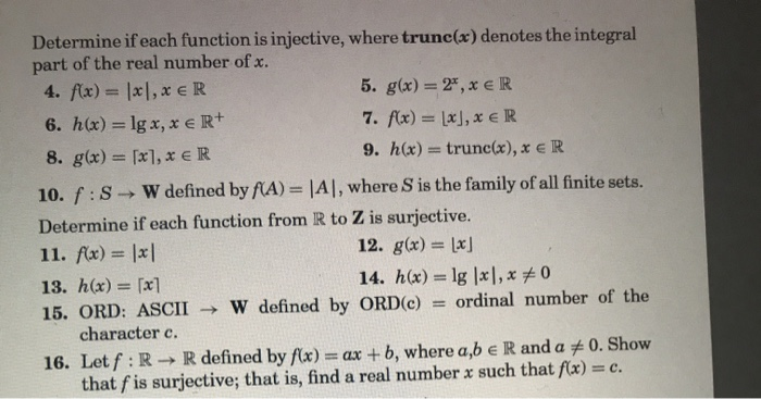 Solved Determine if each function is injective, where | Chegg.com