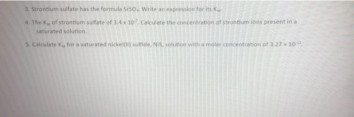 Solved 3. Strontium sulfate has the formula SrSo Write an | Chegg.com
