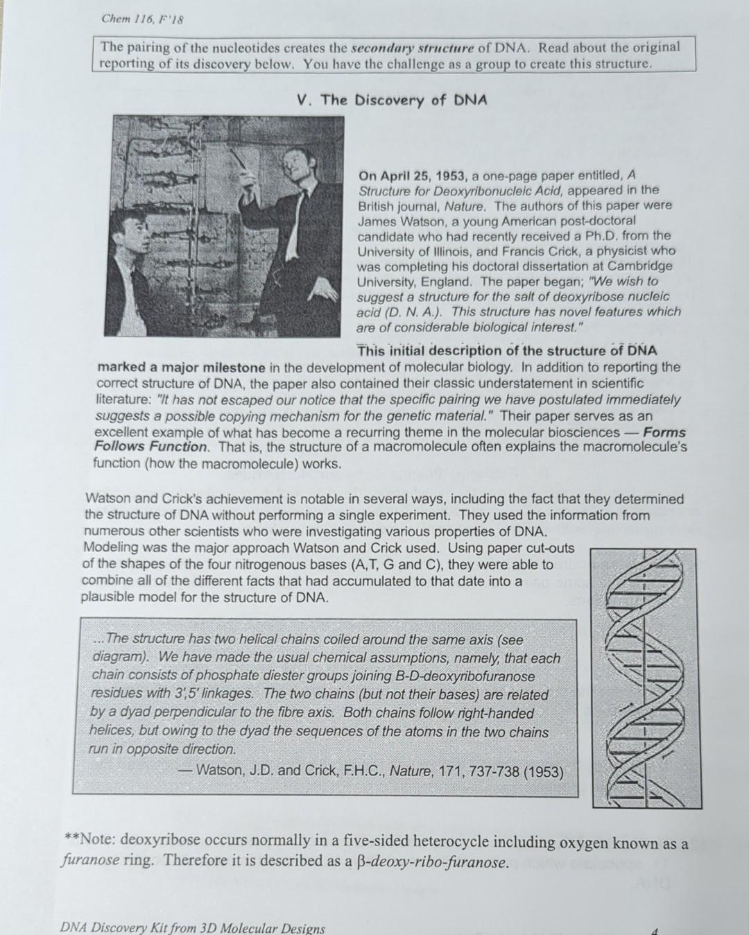 Solved Introducing the Nature of DNA: The DNA Discovery Kit | Chegg.com